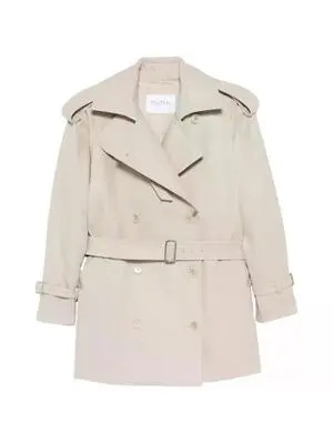 Max Mara Double-breasted Belted Coat With Notched Lapels - Neutrals