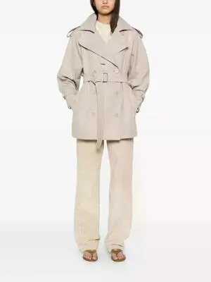 Max Mara Double-breasted Belted Coat With Notched Lapels - Neutrals