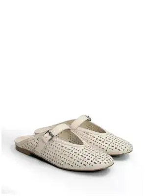BIBI LOU Maia Laser-cut Buckle-strap Mules - Neutrals