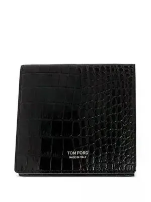 TOM FORD Crocodile-effect Leather Wallet Black