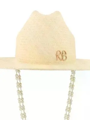 Ruslan Baginskiy Pearl-embellished Straw Hat - Neutrals