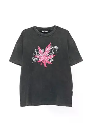 Palm Angels Logo-print Faded-effect T-shirt - Grey