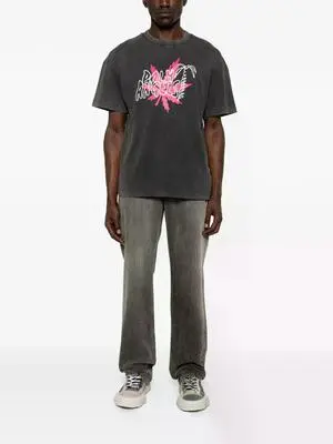 Palm Angels Logo-print Faded-effect T-shirt - Grey
