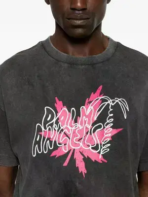 Palm Angels Logo-print Faded-effect T-shirt - Grey
