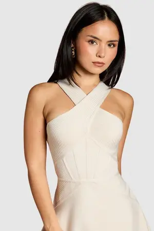 Coast Petite Bandage Cross Neck Midi Dress