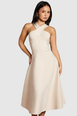 Coast Petite Bandage Cross Neck Midi Dress