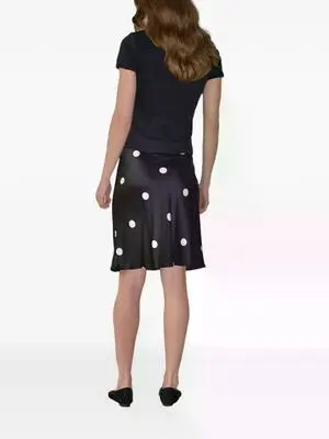 HAI Lucia Polka-dot Satin Midi Skirt