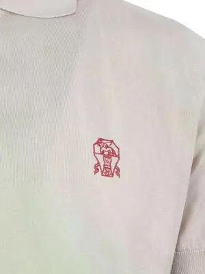 Brunello Cucinelli Embroidered-logo Polo Shirt - Neutrals