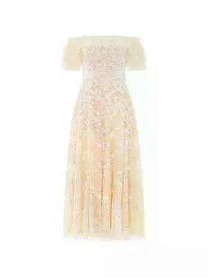 NEEDLE & THREAD Ribbon Heart Sequin-embellished Maxi Dress