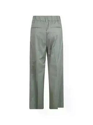 MYTHS Pleated Elasticated-waistband Trousers - Green