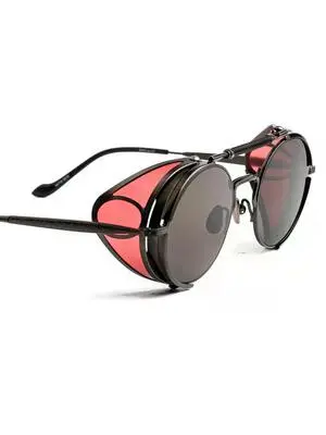 Matsuda Round-frame Sunglasses With Detachable Side-shields - Grey