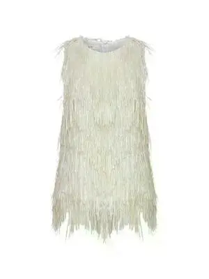 Co Metallic Fringe-trimmed Top - Neutrals