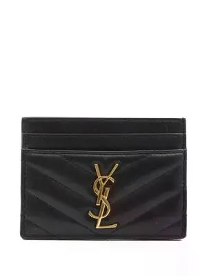 Saint Laurent Cassandre Quilted Leather Card Holder - Black