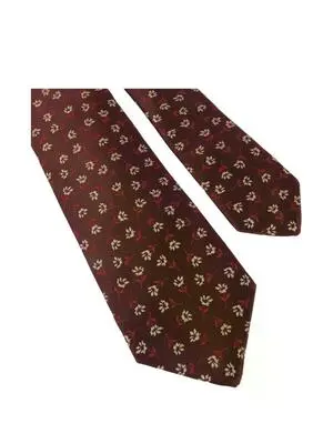 Kiton Floral-jacquard Silk Neck Tie - Red