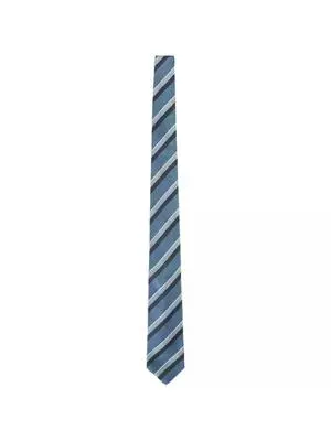 Kiton Diagonal-stripe Silk Tie - Blue