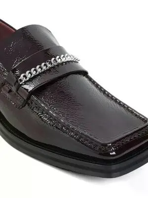 Martine Rose Chain-link Patent-leather Loafers - Red
