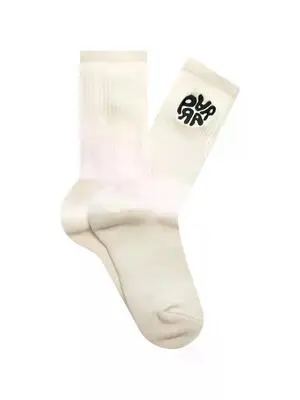 PARRA Logo-embroidered Ribbed Socks - Neutrals