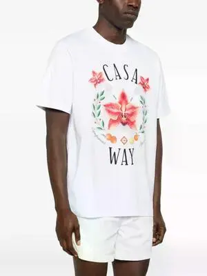 Casablanca Orchid-print T-shirt - White