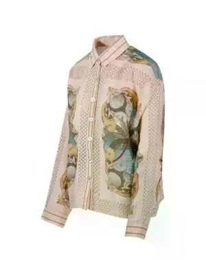Farm Rio Graphic-print Crochet-panel Shirt