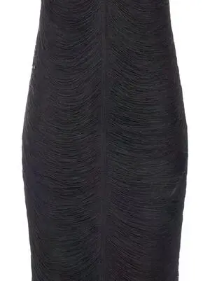 BLESS Beryl Fringed Midi Dress - Black