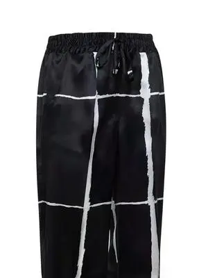 Kiton Geometric-print Silk Trousers