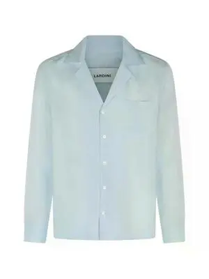 LARDINI Linen Camp-collar Shirt - Blue