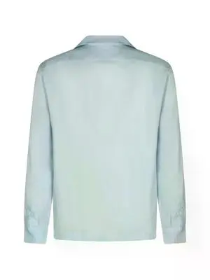 LARDINI Linen Camp-collar Shirt - Blue