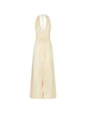 Blumarine Floral-appliqué Maxi Dress - Neutrals