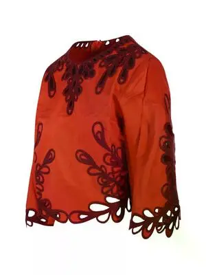 Antik Batik Deva Cut-out Embroidered Top - Orange