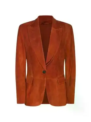 Brunello Cucinelli Suede Blazer With Monili Chain Detail