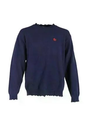 Balenciaga Logo-embroidered Pullover Sweater - Blue