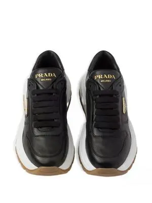 Prada Prax 01 Leather Sneakers - Black
