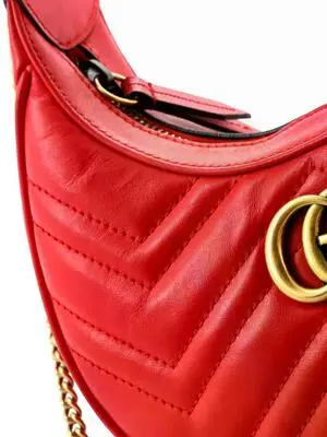 Gucci Gg Marmont Half Moon Matelasse Mini Hobo Bag - Red