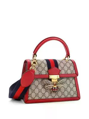 Gucci Queen Margaret Gg Coated Canvas Top Handle Satchel - Brown