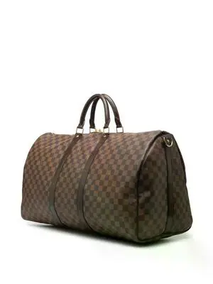 LOUIS VUITTON 2009 Damier Ebene Keepall Bandouliere 55 Travel Bag - Brown