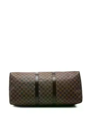 LOUIS VUITTON 2009 Damier Ebene Keepall Bandouliere 55 Travel Bag - Brown