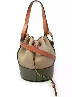 Loewe Small Canvas And Leather Balloon Bucket Bag - Brown