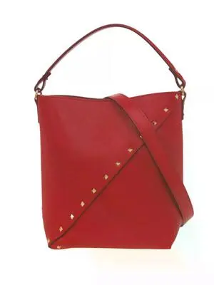 Valentino Garavani Leather Rockstud Wispy Bucket Bag - Red