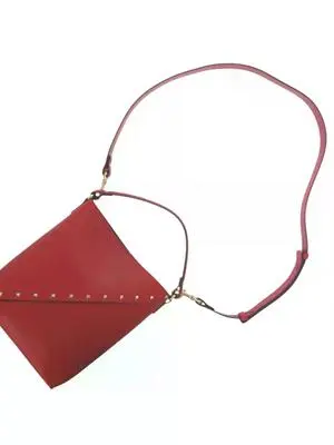 Valentino Garavani Leather Rockstud Wispy Bucket Bag - Red