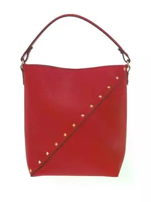 Valentino Garavani Leather Rockstud Wispy Bucket Bag - Red