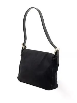 Fendi 2000-2010 Cotton Flap Shoulder Bag - Black