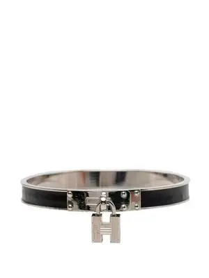 Hermès 2010-2025 Palladium Plated Leather Kelly Cadena Lock Bangle - Silver