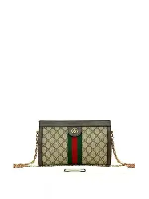 Gucci Gg Supreme Ophidia Chain Crossbody Bag - Neutrals