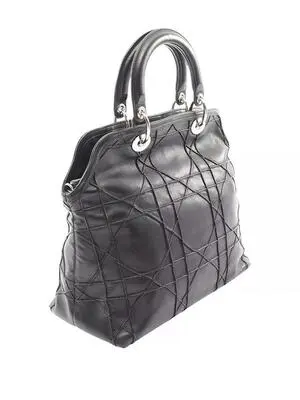 Dior 2000-2026 Medium Lambskin Cannage Polochon Granville Satchel
