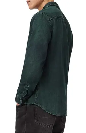 ALLSAINTS Gleason Cotton Denim Snap Front Shirt - Phantom Blue