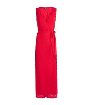 Melissa Odabash Crochet Zima Tie-waist Kaftan - Red