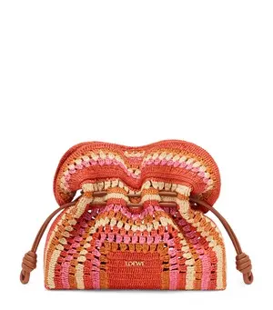 Loewe X Paula's Ibiza Medium Raffia Flamenco Clutch