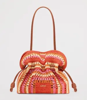 Loewe X Paula's Ibiza Medium Raffia Flamenco Clutch