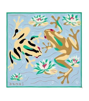 Loewe X Paula's Ibiza Silk Frog Print Scarf - Beige