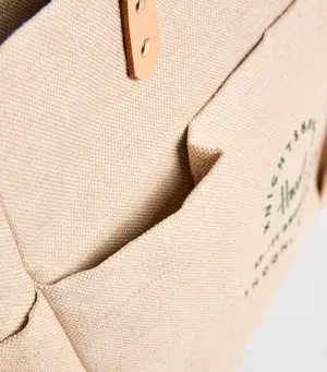 Harrods Jute Tote Bag With Exterior Pockets